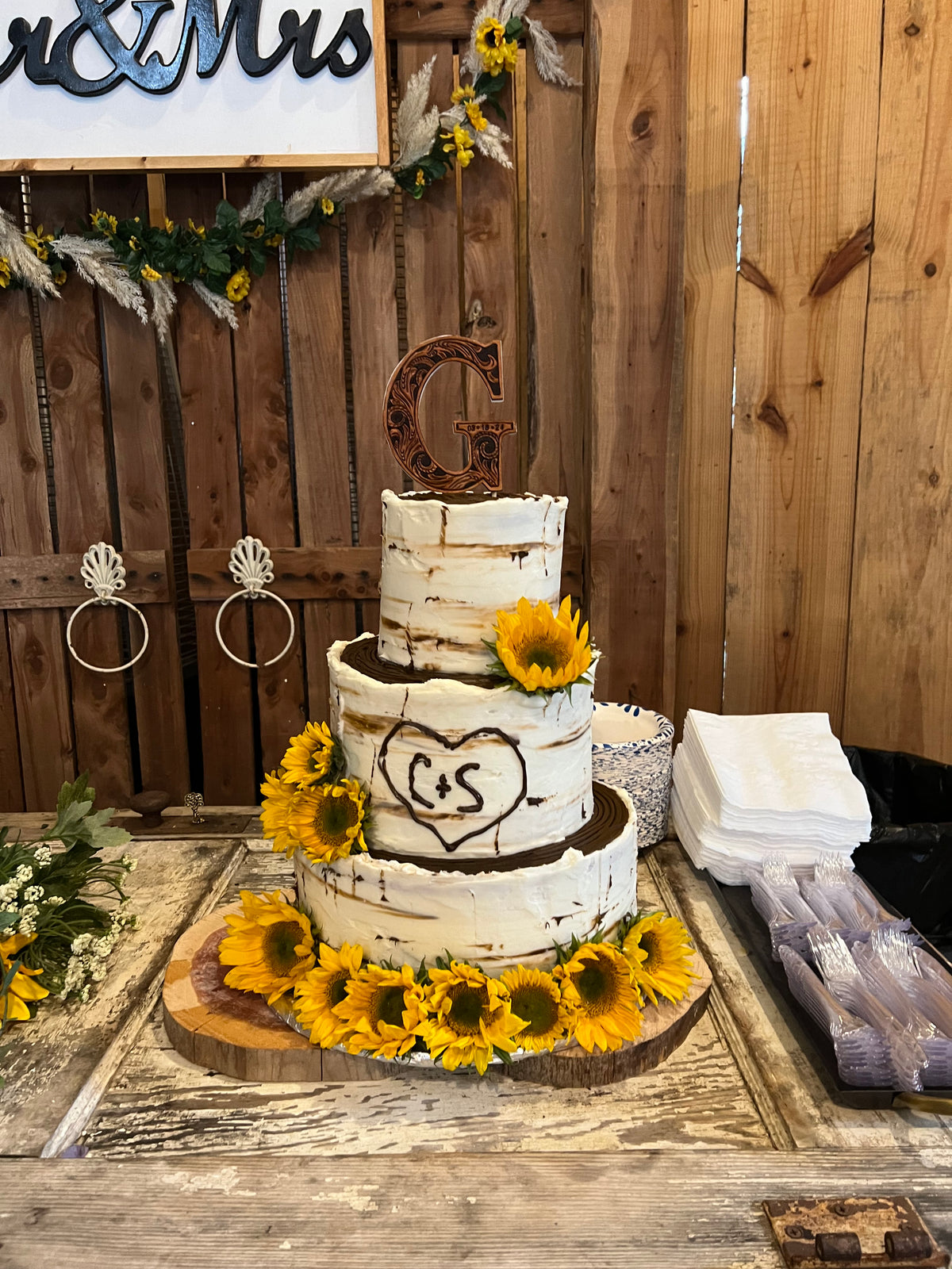 Custom Tooled Leather Cake Topper | Personalized Wedding| Cherokee Rose ...
