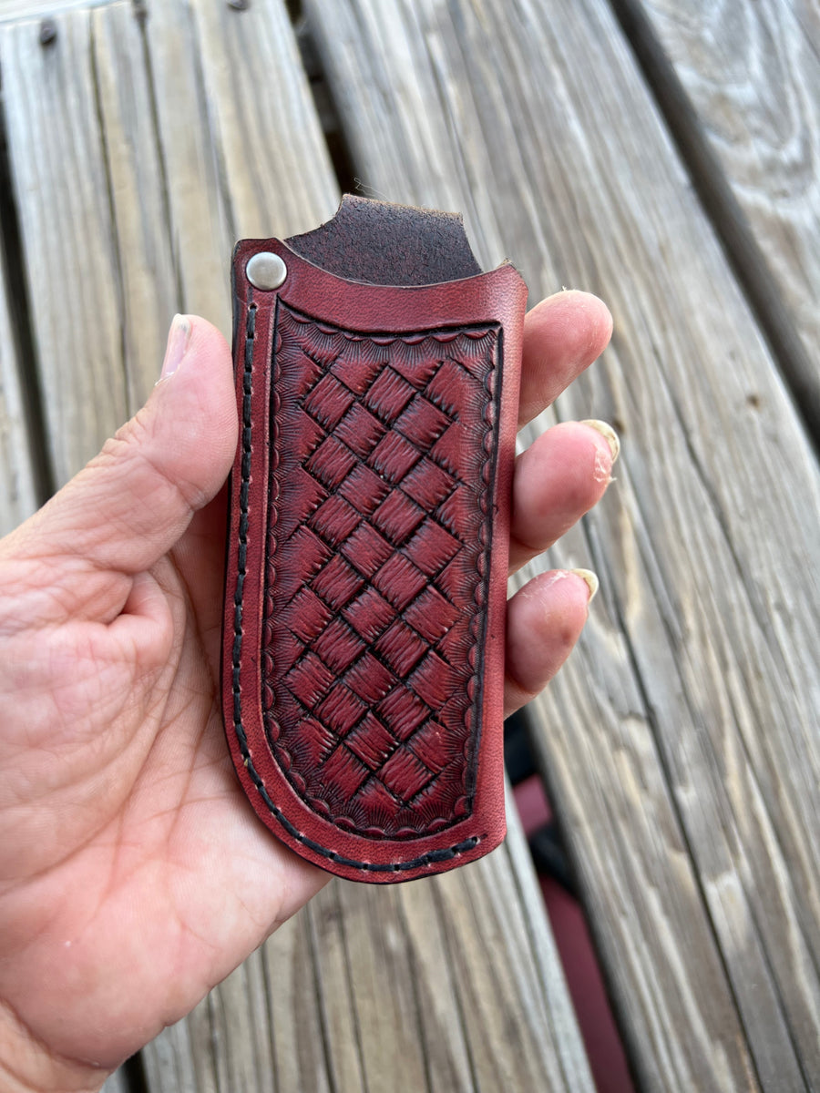 Mahogany Basketweave Knife Sheath – Gift for Him | Cherokee Rose ...