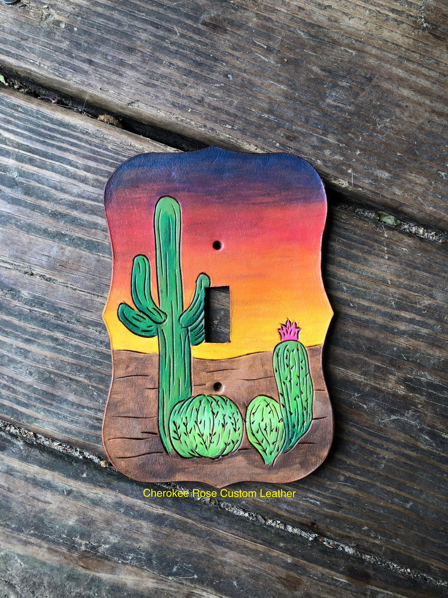 Custom Order ~ Hand Painted Desert Sunset Single Leather Light Switch ...